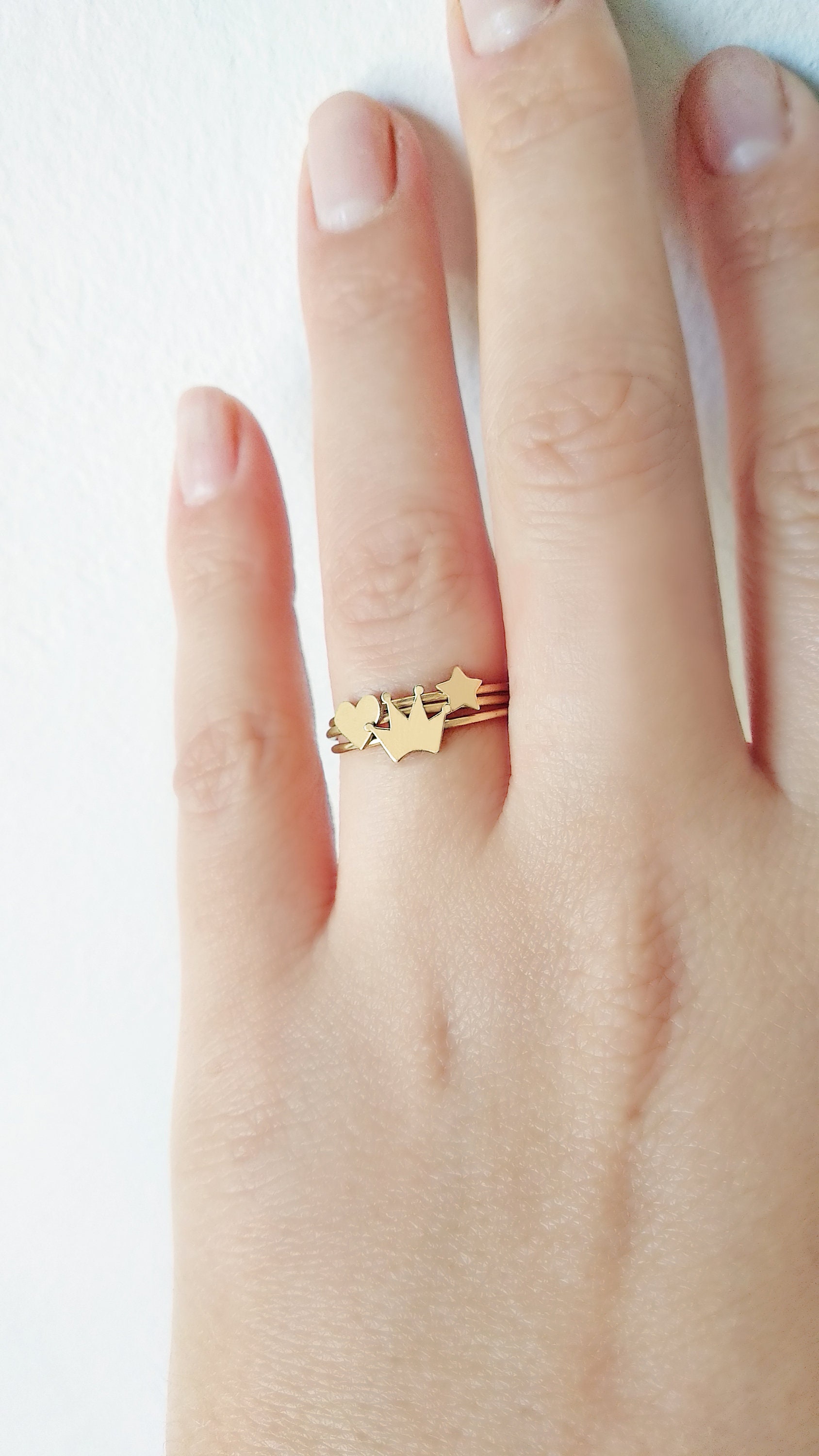 14K 9K Gold Crown Ring Solid Gold Crown Ring Tiny Crown - Etsy