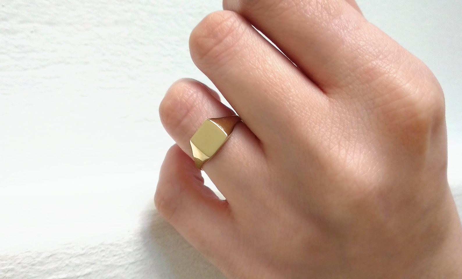9K 14K 18K Small Cushion Signet ring Solid Gold Signet ring | Etsy