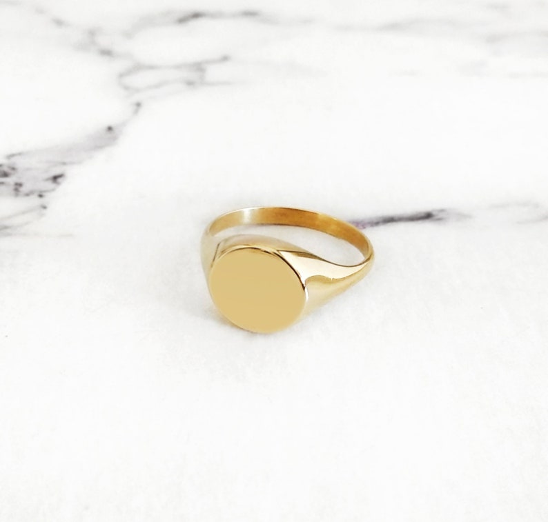 18K 14K Round Signet Ring Solid Gold Signet Ring Gold Pinky | Etsy
