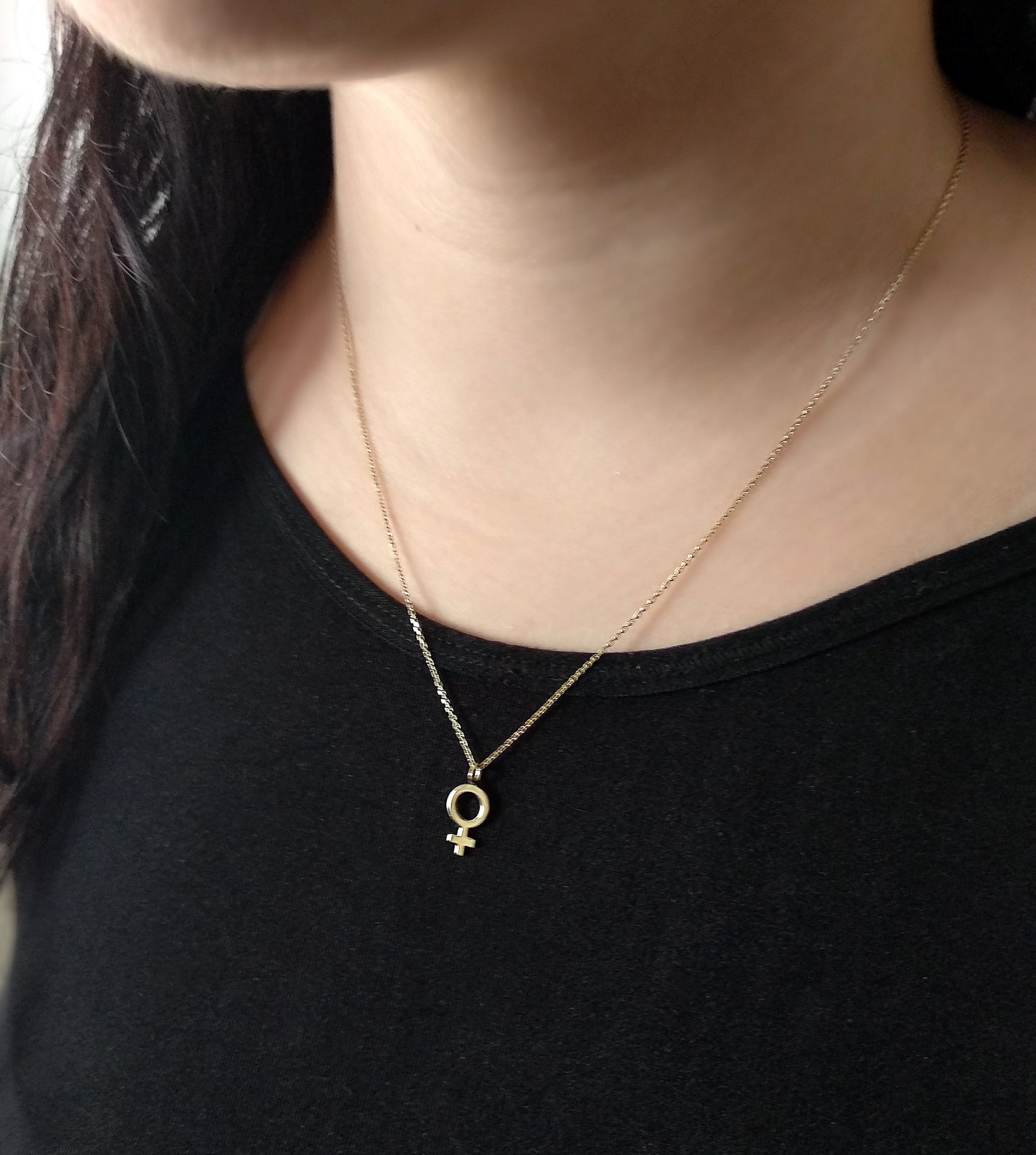 14K Female Symbol Necklace Feminist Necklace Solid Gold | Etsy