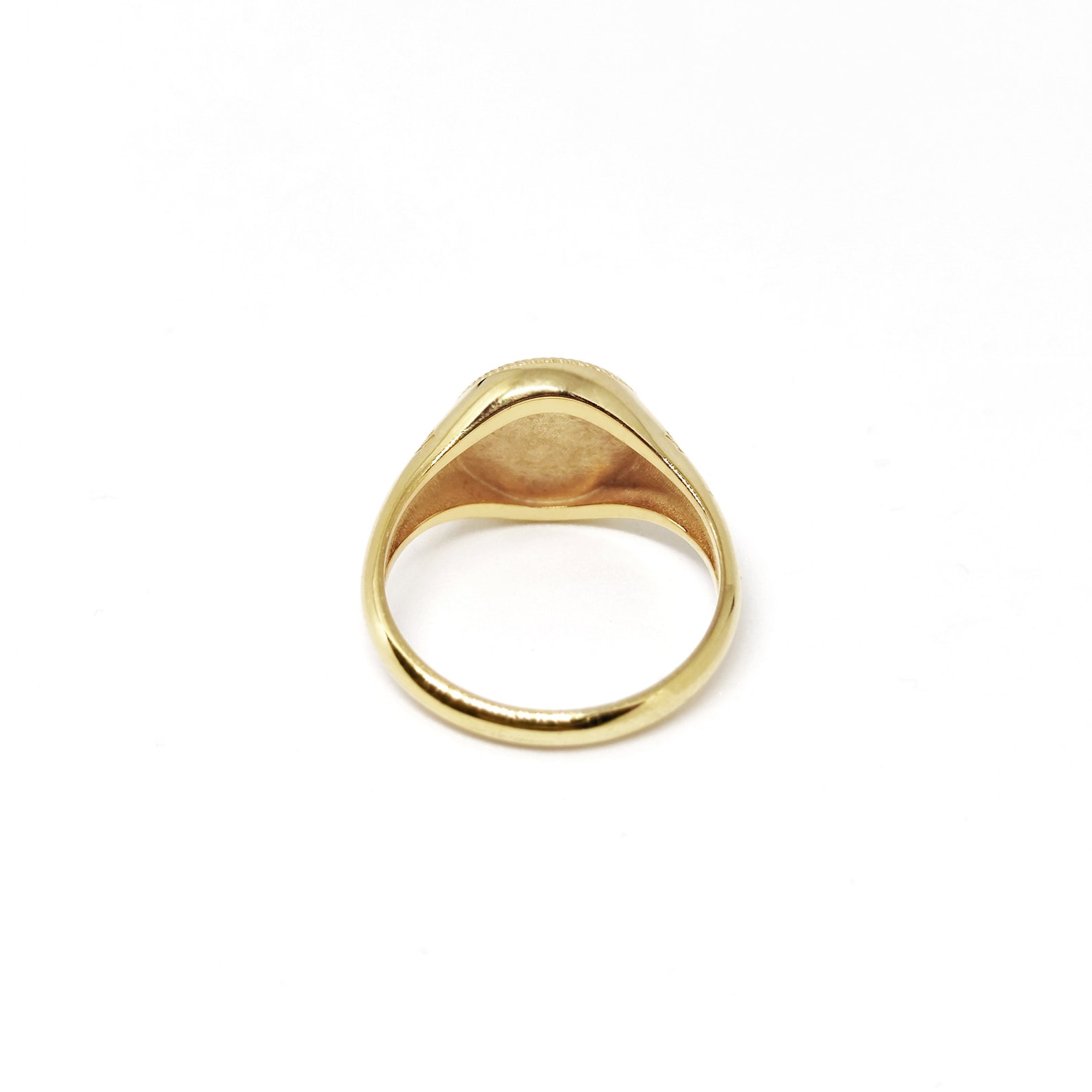 18K 14K 9K Personalized Flower Signet Ring, Floral Wreath Signet Ring, Solid Gold Signet Pinky ...