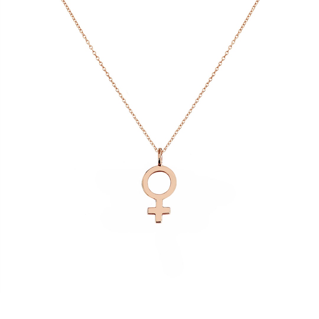 14K Female Symbol Necklace, Feminist Necklace, Solid Gold Charm ...