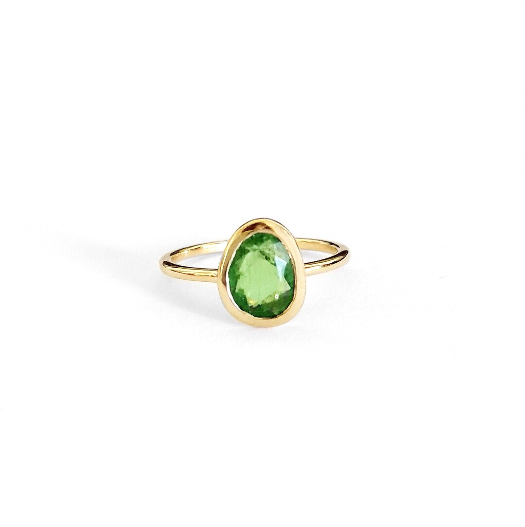 14K Tsavorite Ring, Rose Cut Tsavorite Engagement Promise Ring ...