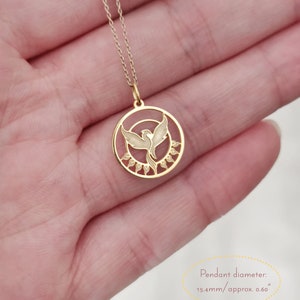 14K 9K Rising Phoenix Necklace, Solid Gold Phoenix Charm,minimalist ...