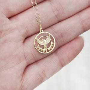14K 9K Rising Phoenix Necklace, Solid Gold Phoenix Charm,minimalist ...