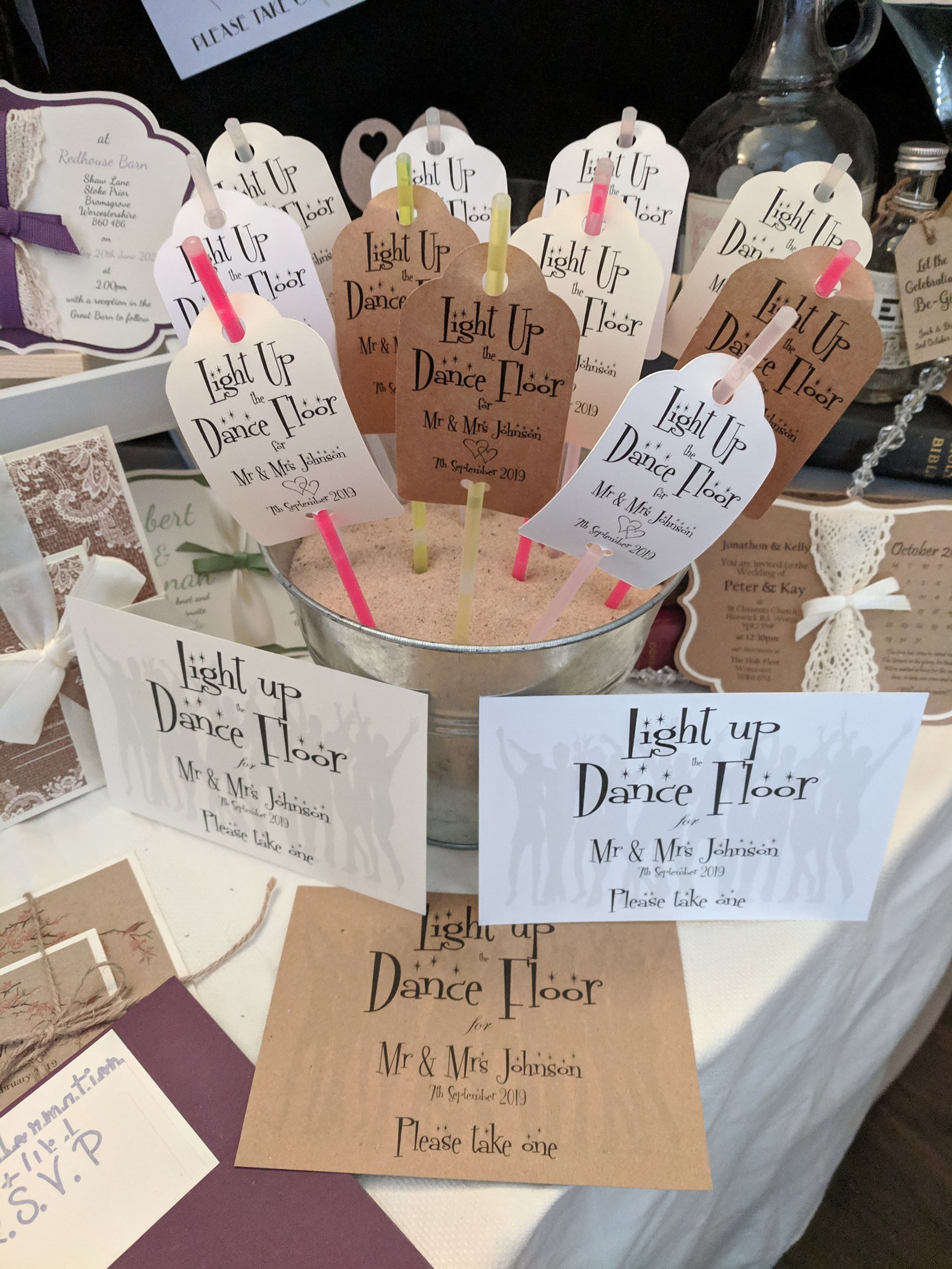Light up the Dance Floor Glow Stick Tags Personalised 50x | Etsy