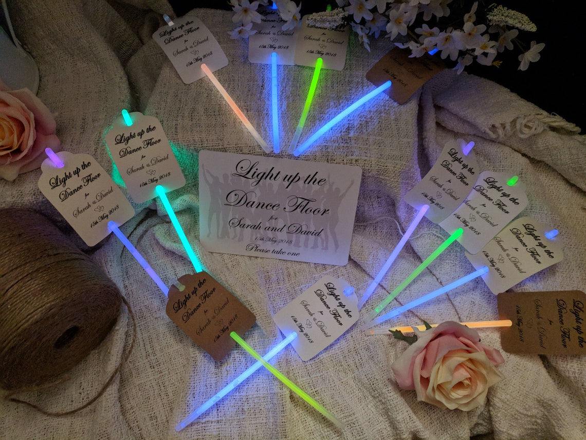 Light up the Dance Floor Glow Stick Tags - Personalised (50x) - Etsy