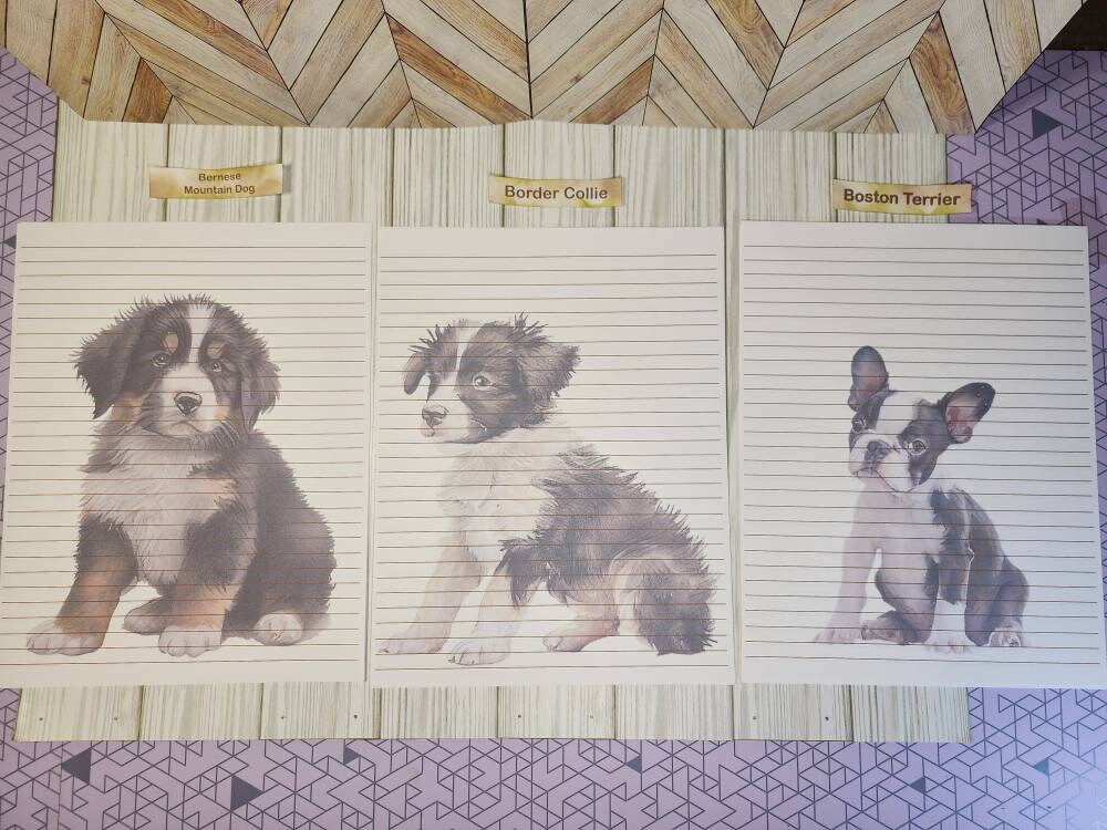Lined Puppy Paper | Dog Paper | Lined Paper | Scrapbook Paper | Lined ...