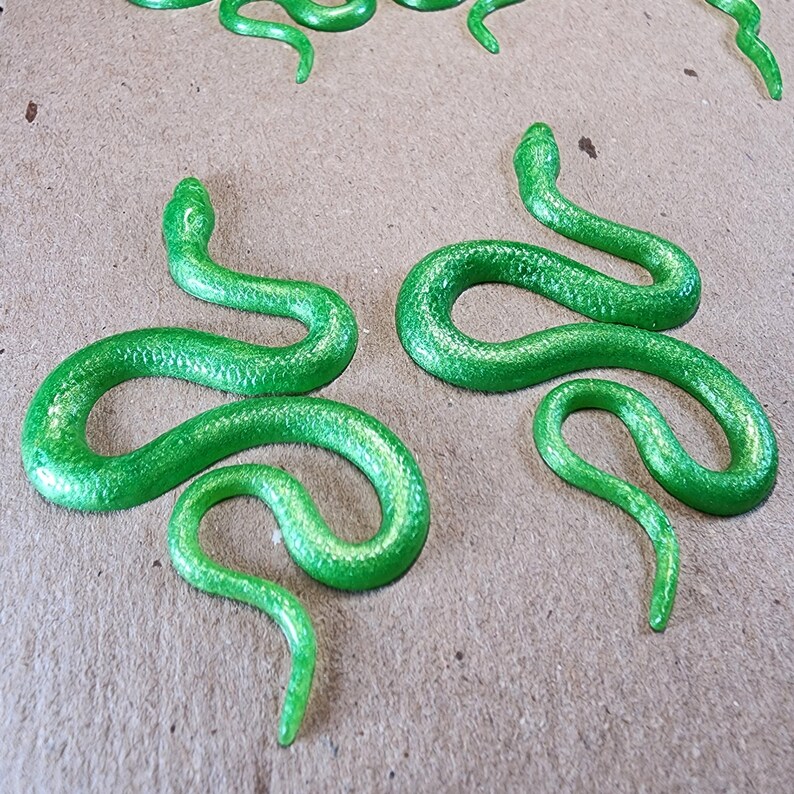 Set of 12 Green Flexible Resin Snake Charms | Journal & Mixed Media ...