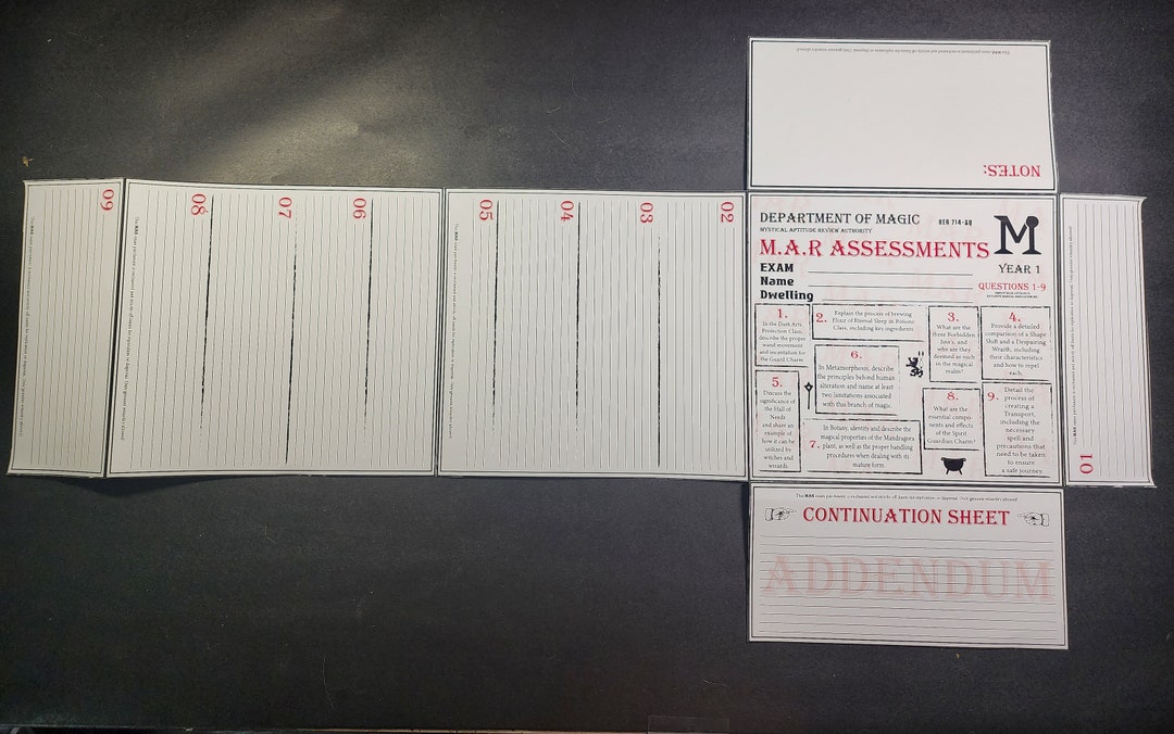 Wizard Assessment Card Kit Witch Assessment Magical Test Card Magic ...