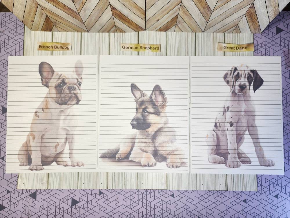 Lined Puppy Paper Dog Paper Lined Paper Scrapbook Paper Lined Journal ...