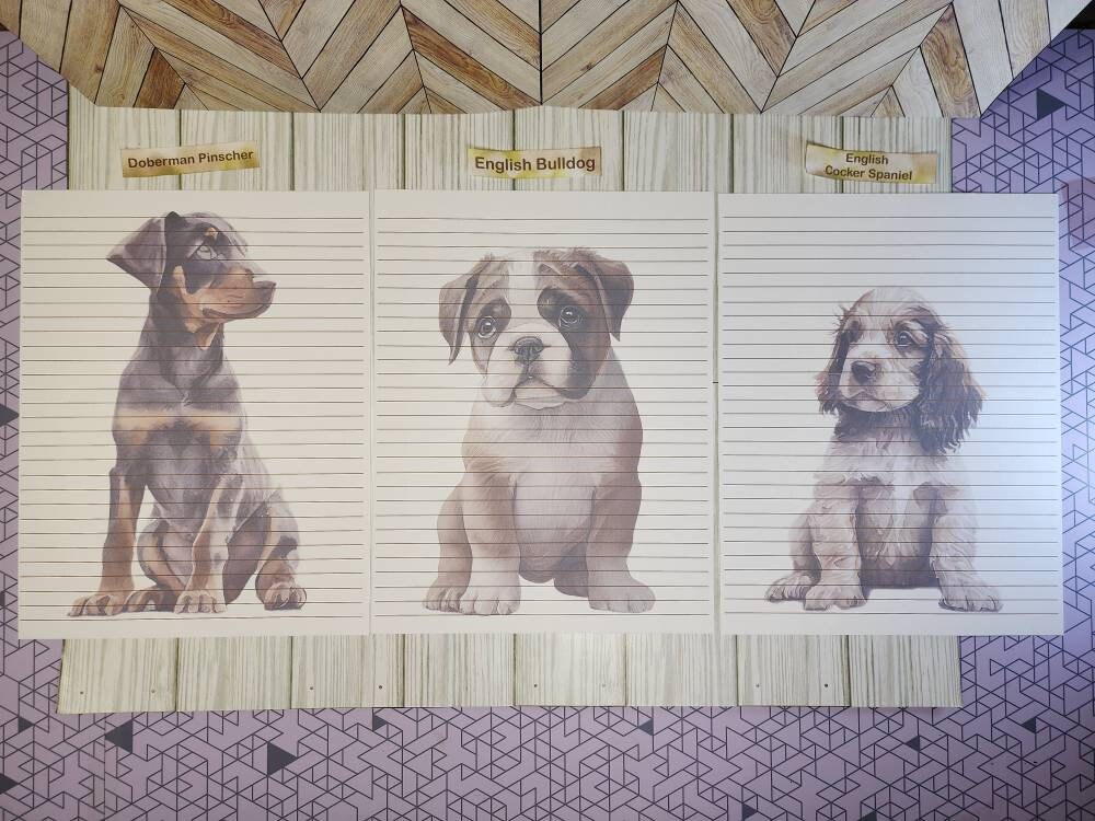 Lined Puppy Paper | Dog Paper | Lined Paper | Scrapbook Paper | Lined ...