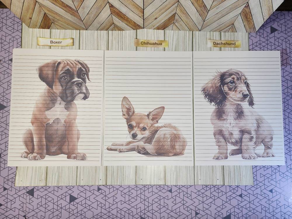 Lined Puppy Paper | Dog Paper | Lined Paper | Scrapbook Paper | Lined ...