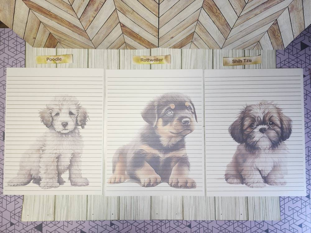 Lined Puppy Paper | Dog Paper | Lined Paper | Scrapbook Paper | Lined ...