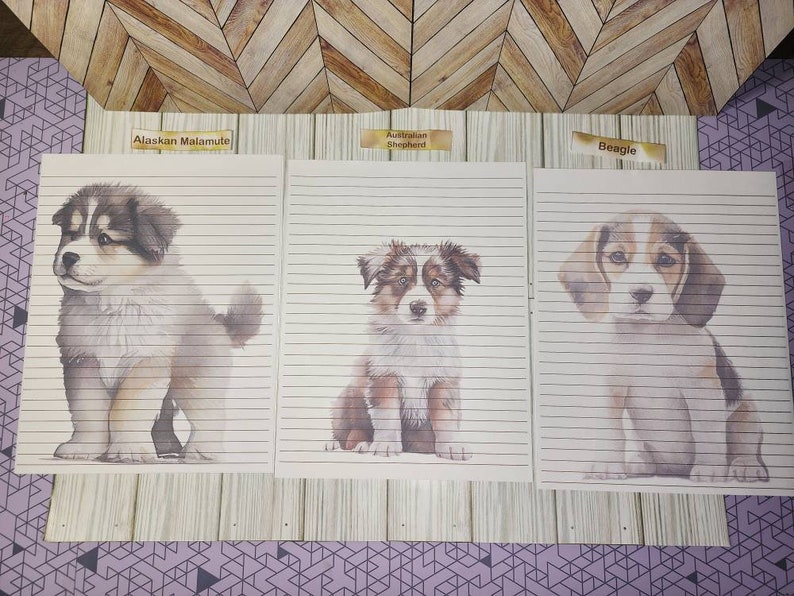 Lined Puppy Paper | Dog Paper | Lined Paper | Scrapbook Paper | Lined ...