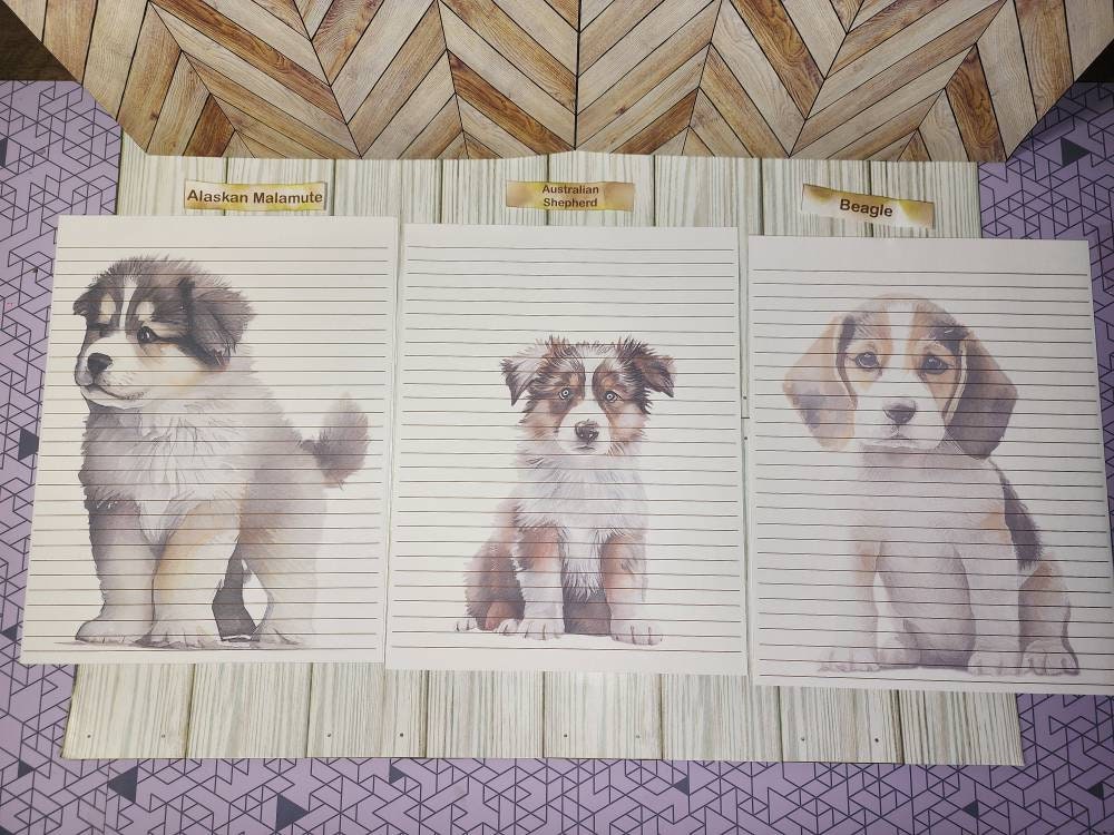 Lined Puppy Paper | Dog Paper | Lined Paper | Scrapbook Paper | Lined ...