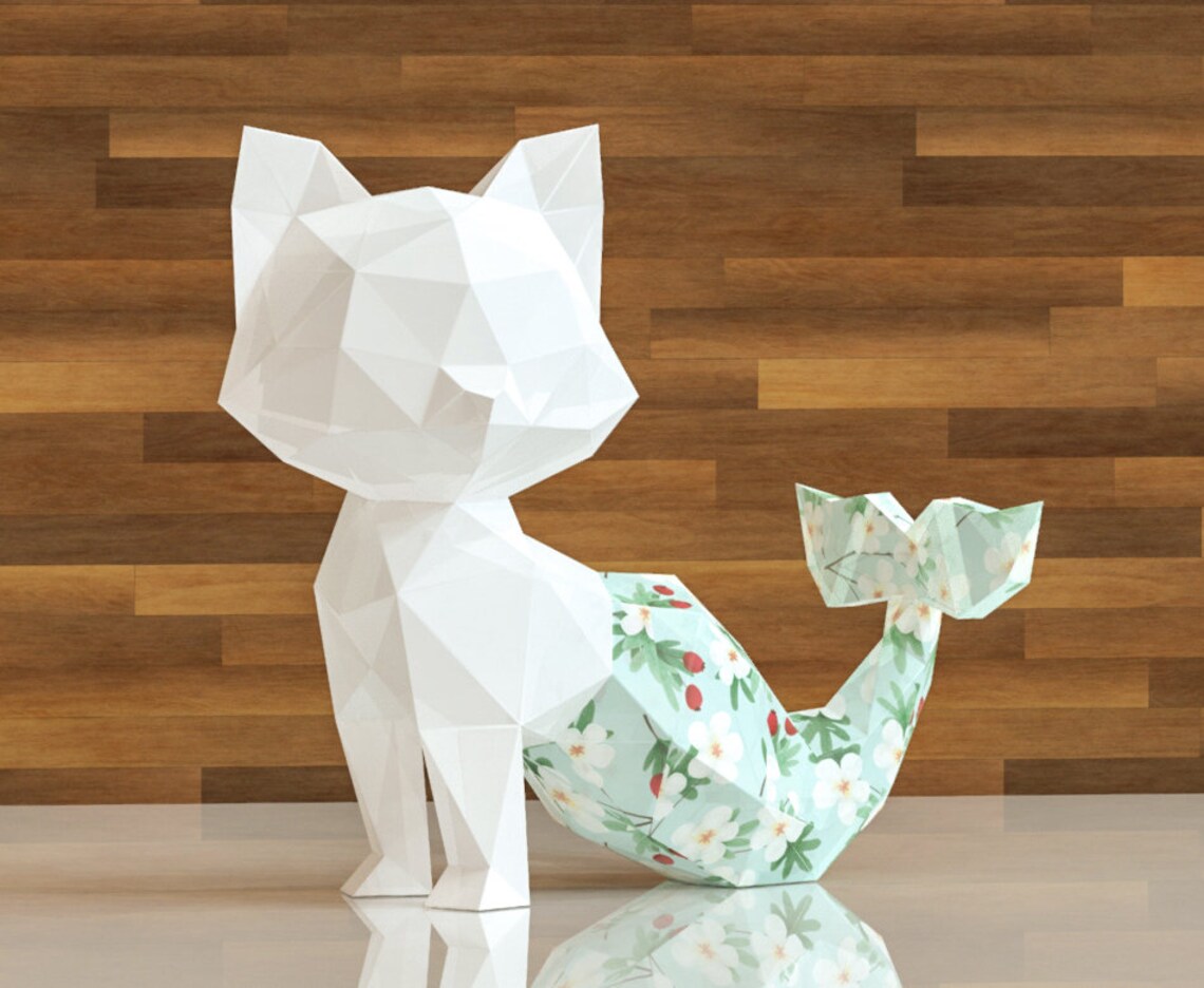 Cat papercraft cat papercraft cat mermaid mermaid | Etsy