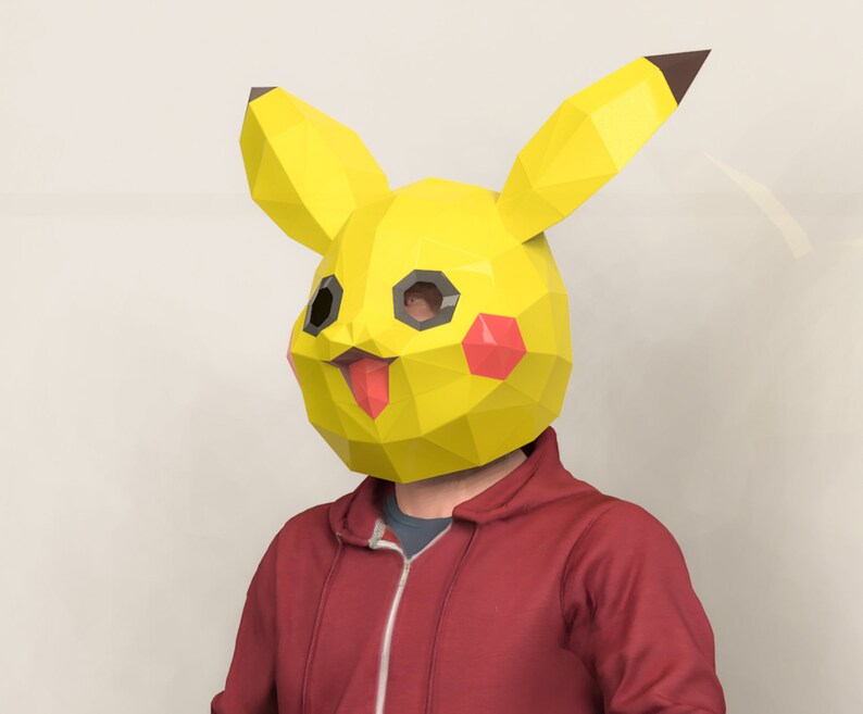 Pikachu papercraft pikachu mask pikachu mask pikapool mask | Etsy