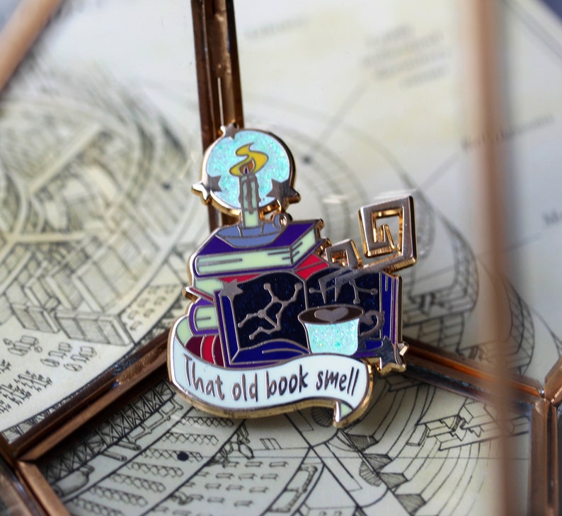 Book Lover Enamel Pin - That Old Book Smell - Etsy