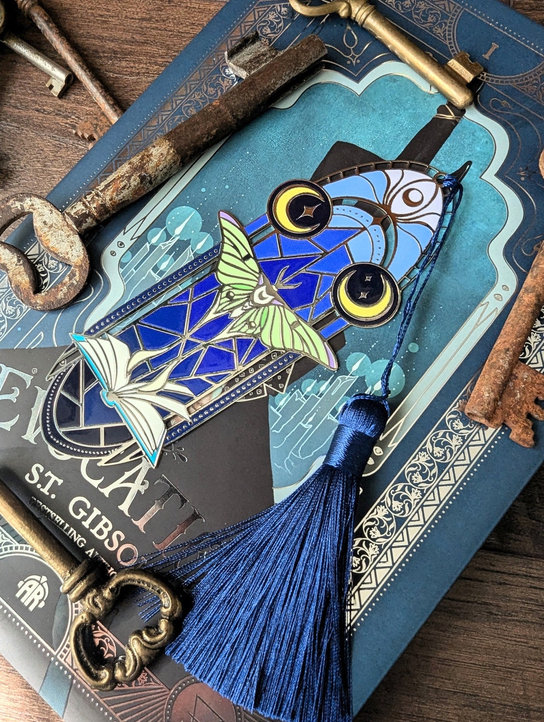 Moonlight Luna Moth Metal Bookmark , Book Lover Bookmark With Tassel ...