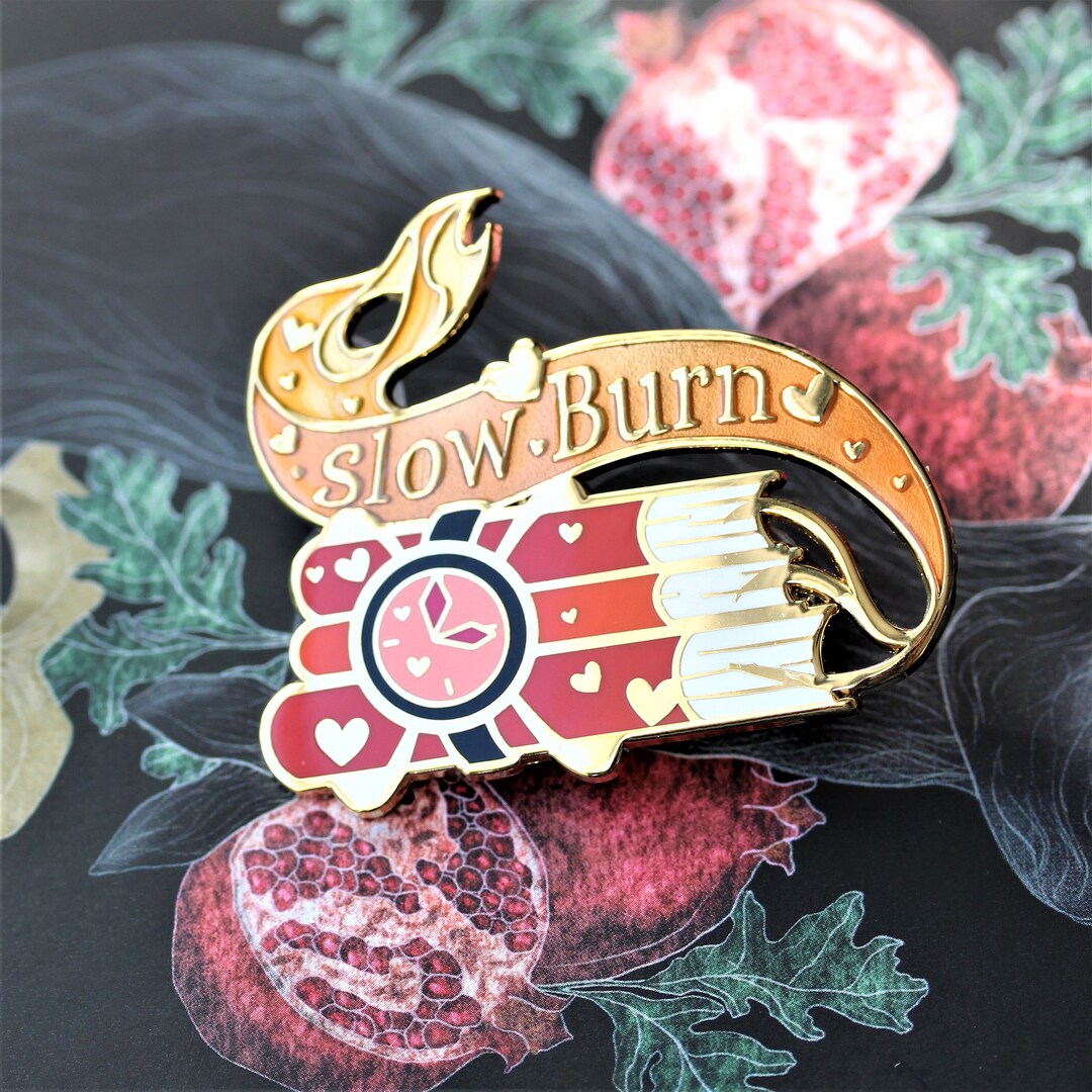 Slow Burn Enamel Pin, Book Lover Badge - Etsy
