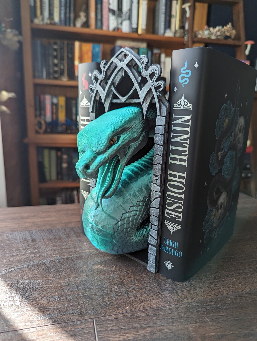 Snake Book Nook Shelf Insert Display Snake With Wooden Frame Green ...