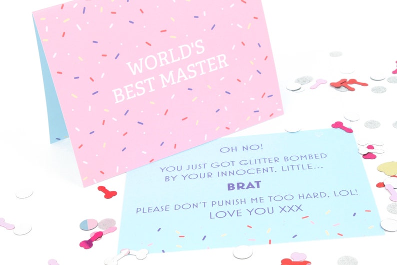 World's Best Master Glitter Bomb Card. Perfect Way to Brat Your Dom ...