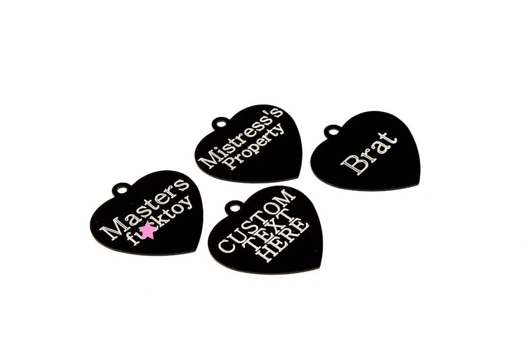 Custom Engraved Collar Tags - Personalized BDSM Heart Shape Anodized ...