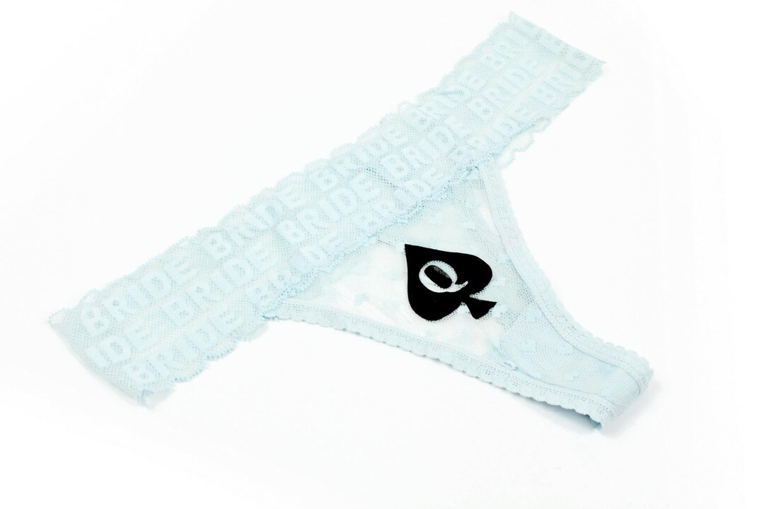Custom Queen of Spades Light Blue Lace Thong With "bride" Waistband ...