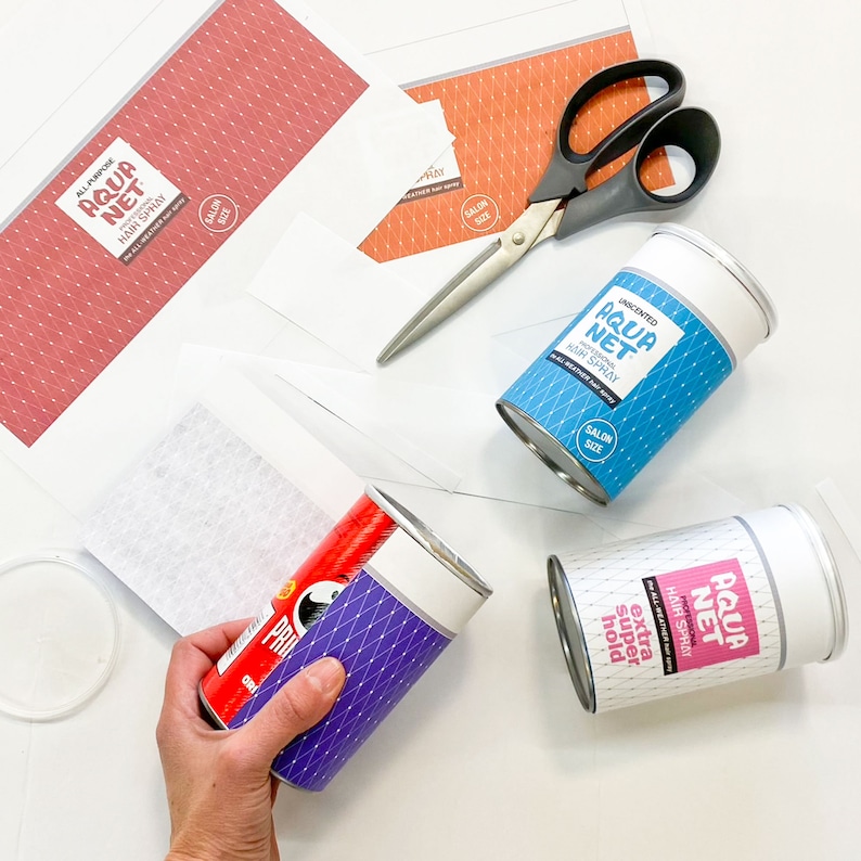 Aqua Net 80s PRINGLES Can Labels -- Small 1.4oz and 2.3oz Cans ...