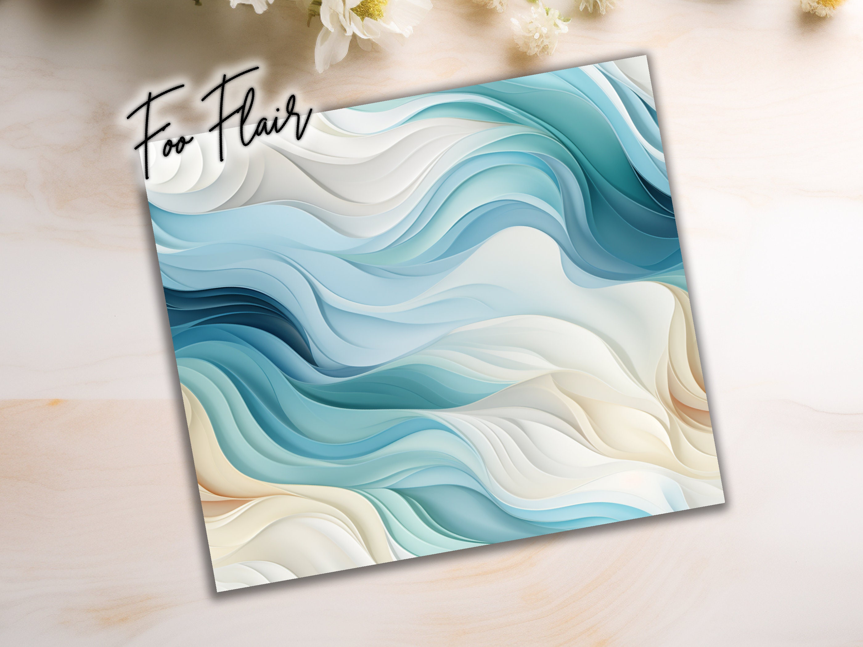 Abstract Beach Wave Sublimation Design for 20 Oz Skinny Tumbler PNG ...