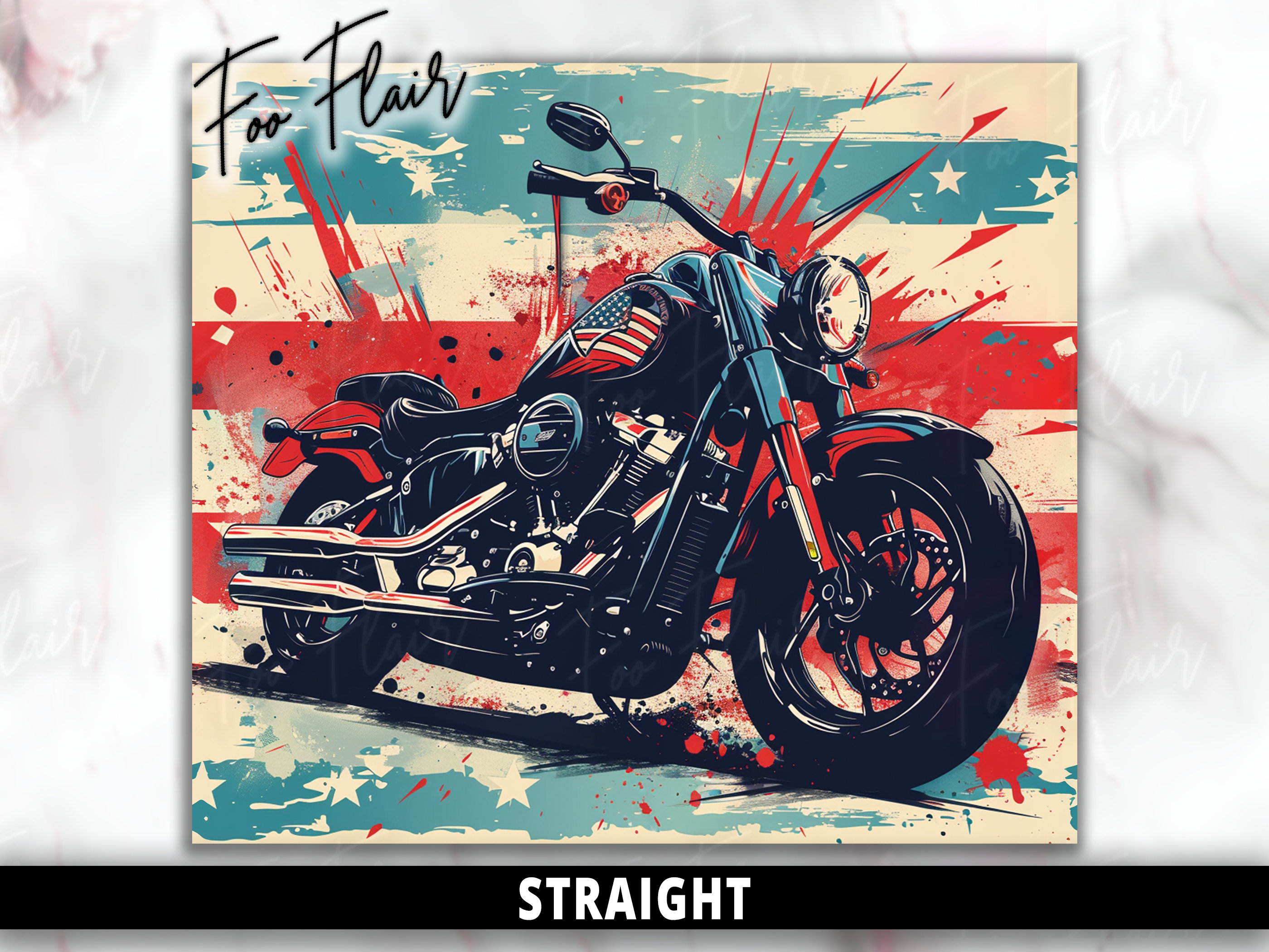 Patriotic Harley-davidson Motorcycle Sublimation Design for 20oz Skinny ...