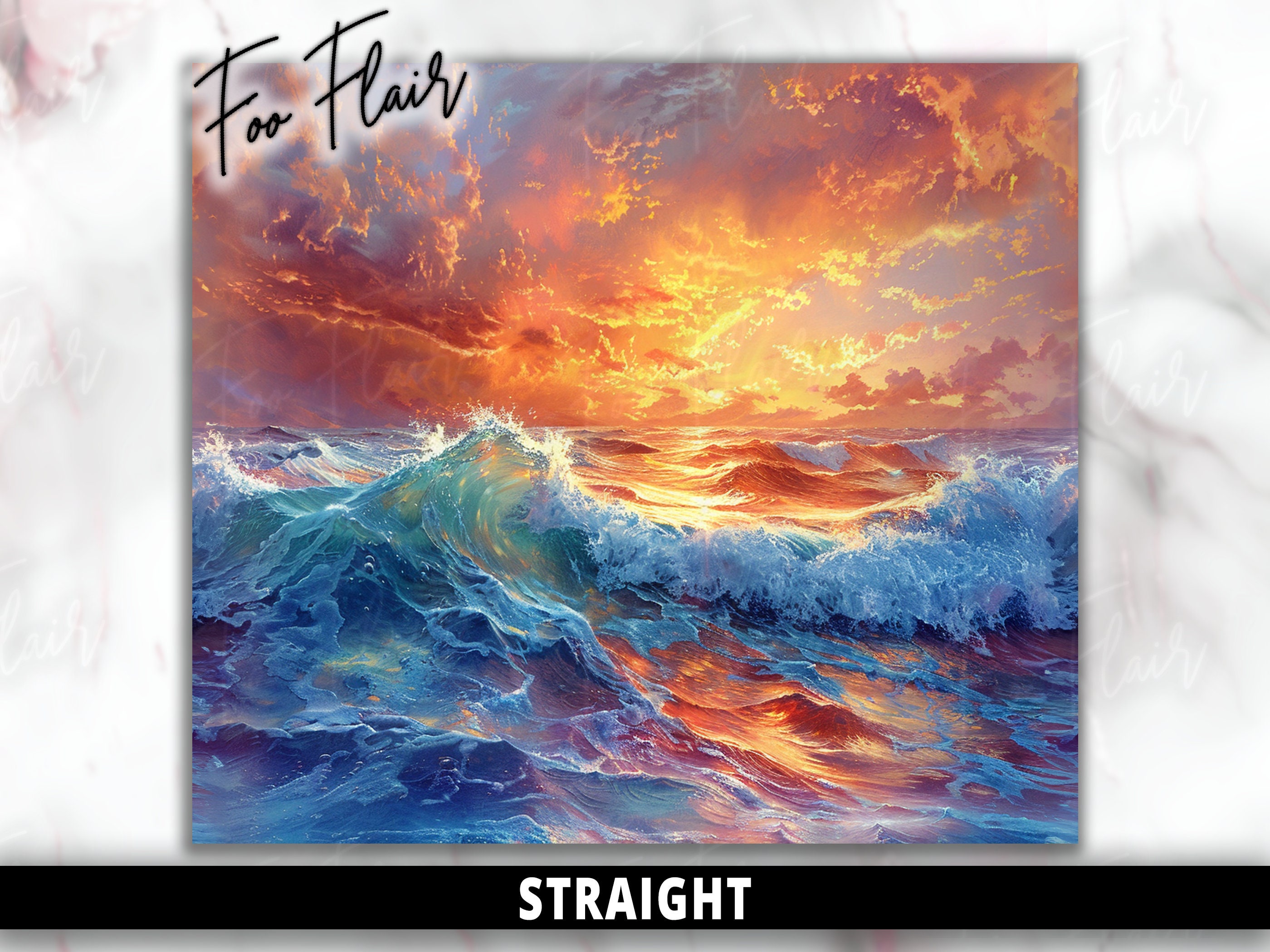 Ocean Vignette Sublimation Design for 20oz Skinny Tumbler Wrap PNG ...