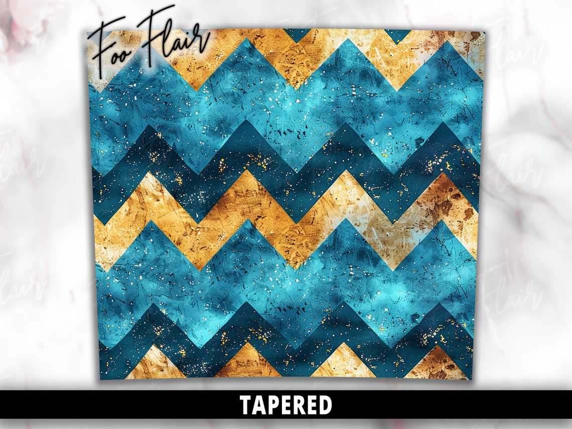 Energy Zigzag Blue Gold Sublimation Design for 20oz Skinny Tumbler Wrap ...