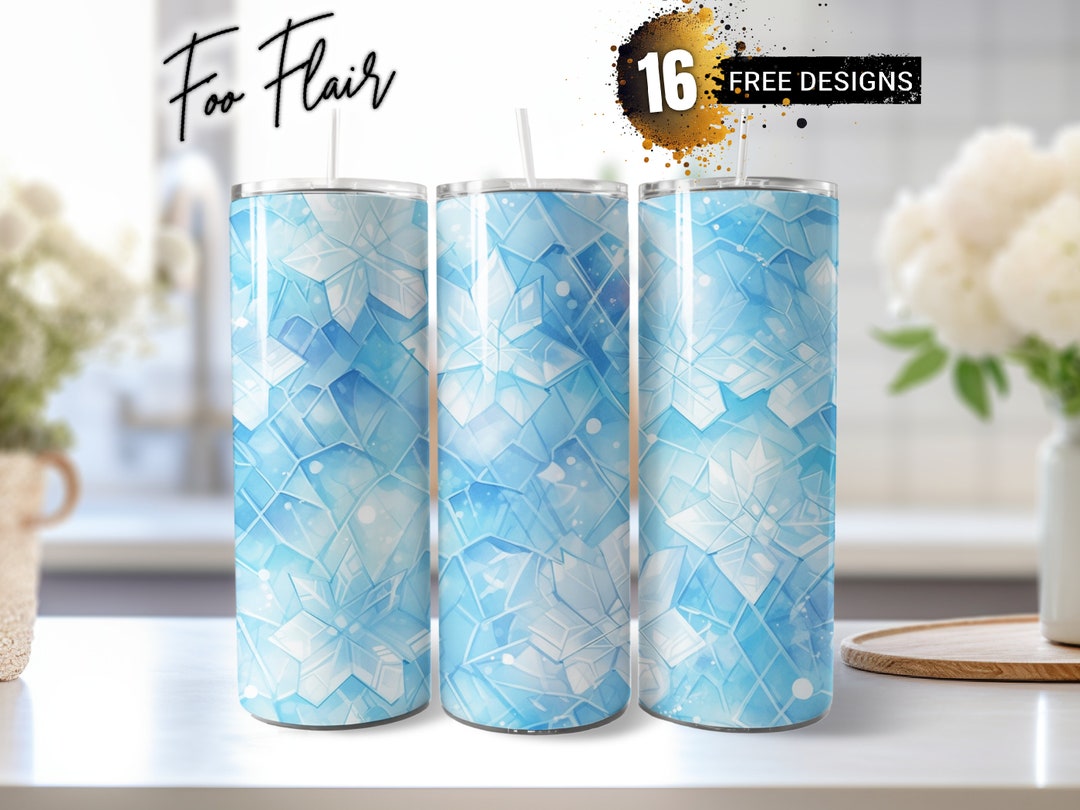 Frozen Crystals Sublimation Design for 20 Oz Skinny Tumbler PNG Instant ...