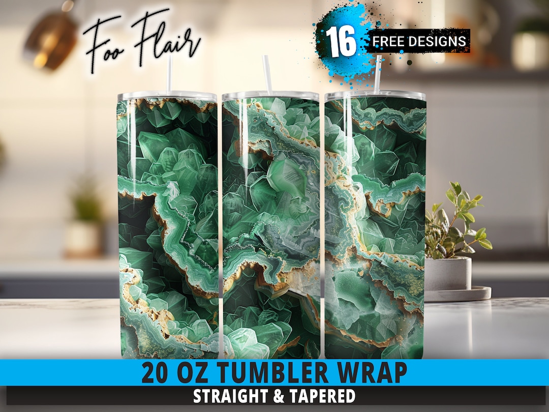 Emerald Essence Geode Sublimation Design for 20oz Skinny Tumbler Wrap ...