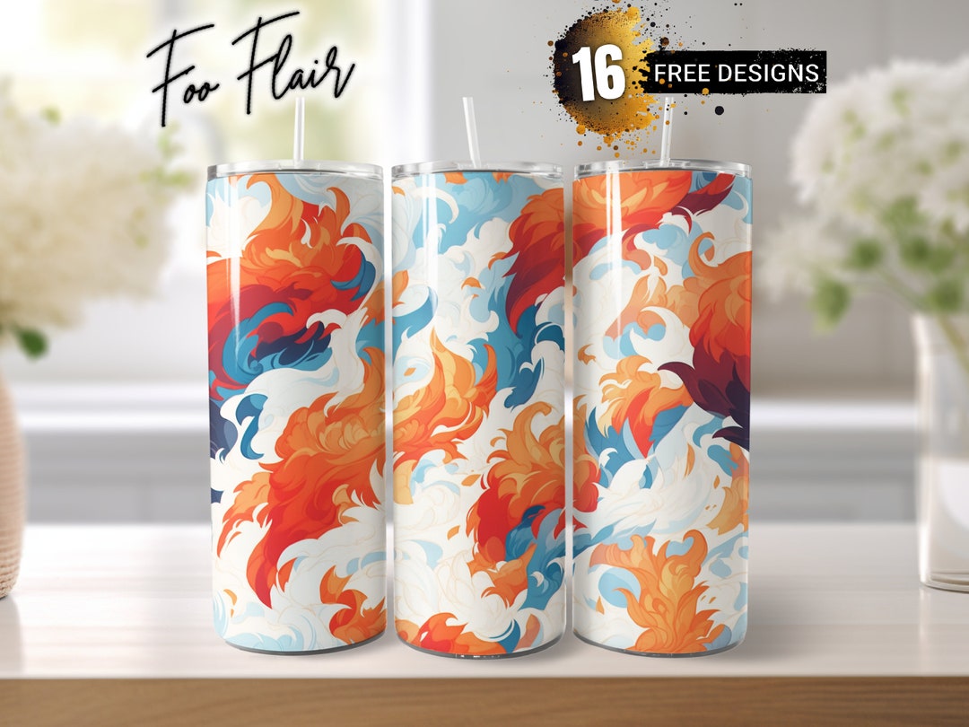 Fire & Water Sublimation Design for 20 Oz Skinny Tumbler PNG - Etsy