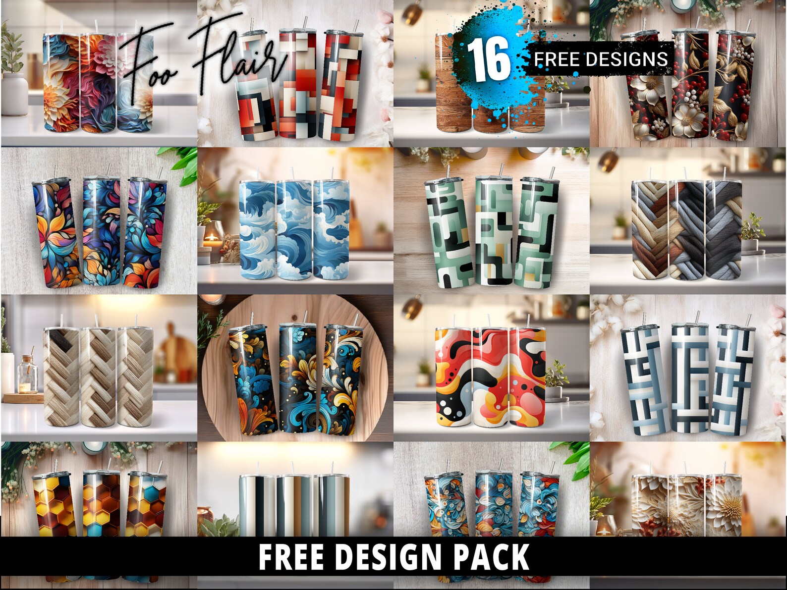 Abstract Geometric Elegance Sublimation Design for 20oz Skinny Tumbler ...