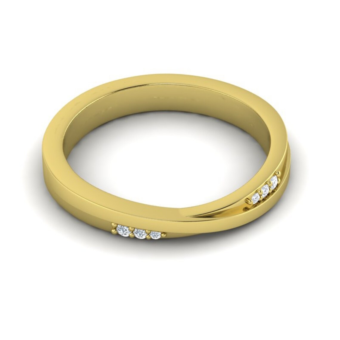 Modern Thick 14k Gold Band With Diamonds/ Overlapping Band/ - Etsy