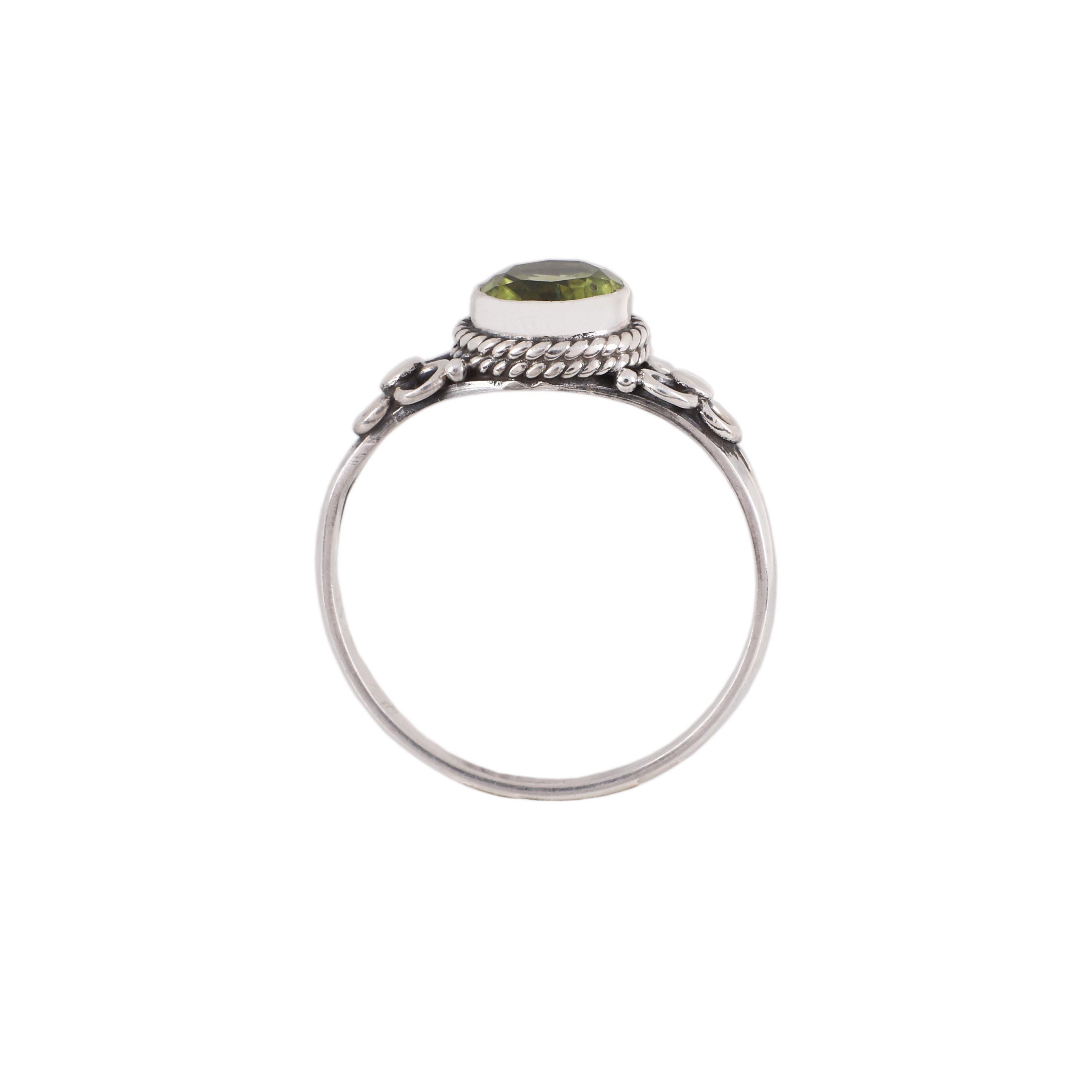 Hand Carved Shank/ Silver Ring With Gemstones/ Round Faceted/ Citrine ...
