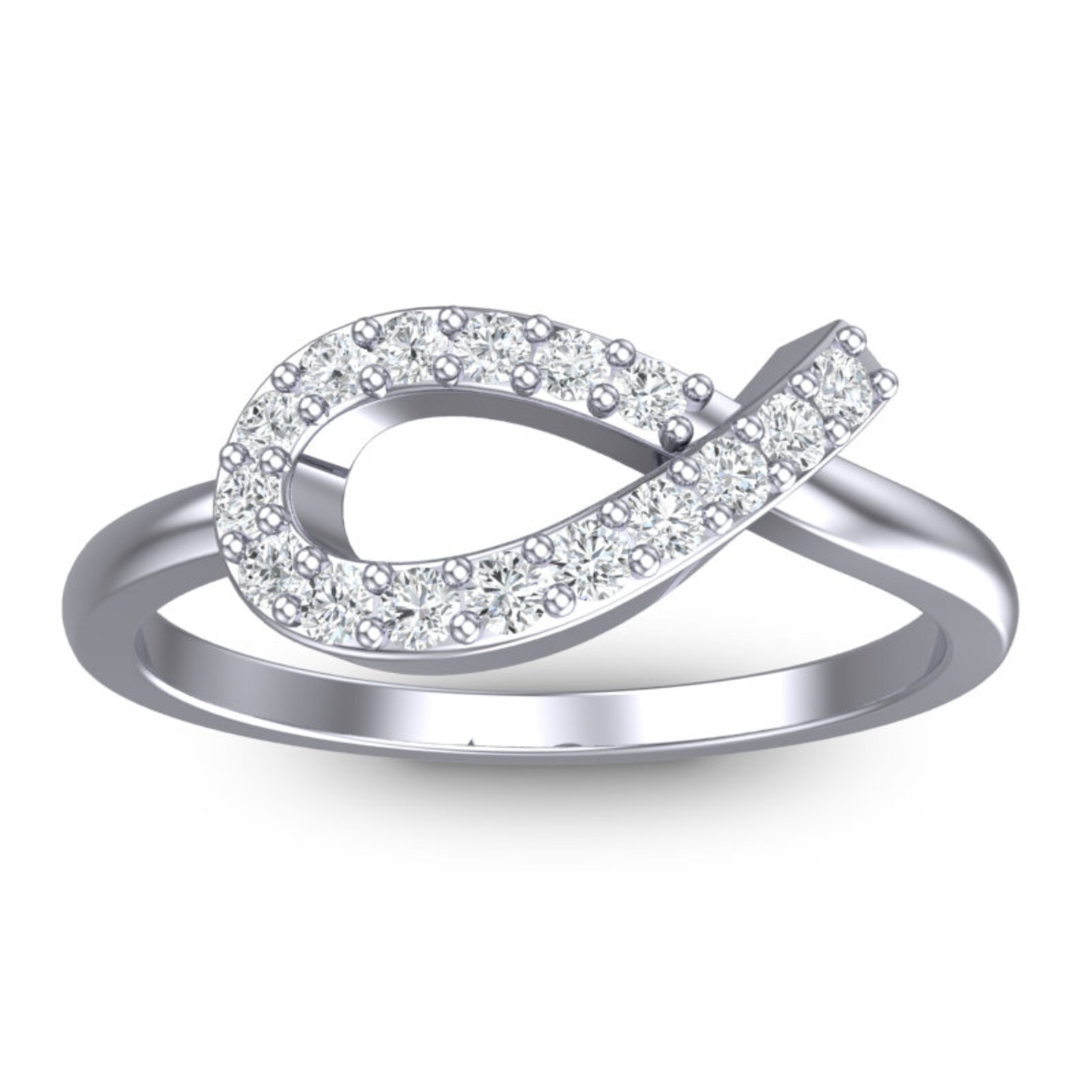 Diamond Pave Modern Ring/ Looping Band/ 14k Rose Gold/ Minimalist Ring ...