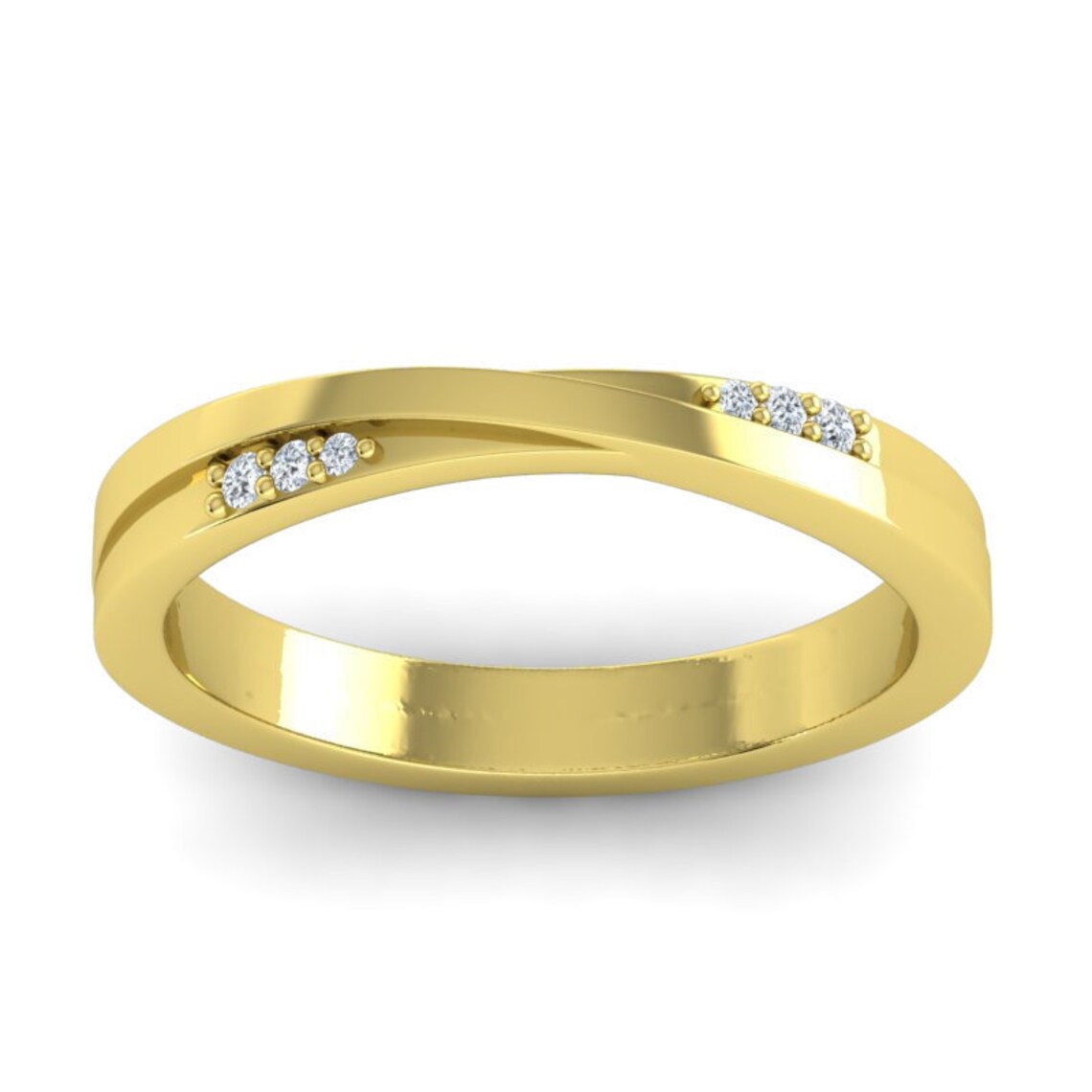 Modern Thick 14k Gold Band With Diamonds/ Overlapping Band/ - Etsy