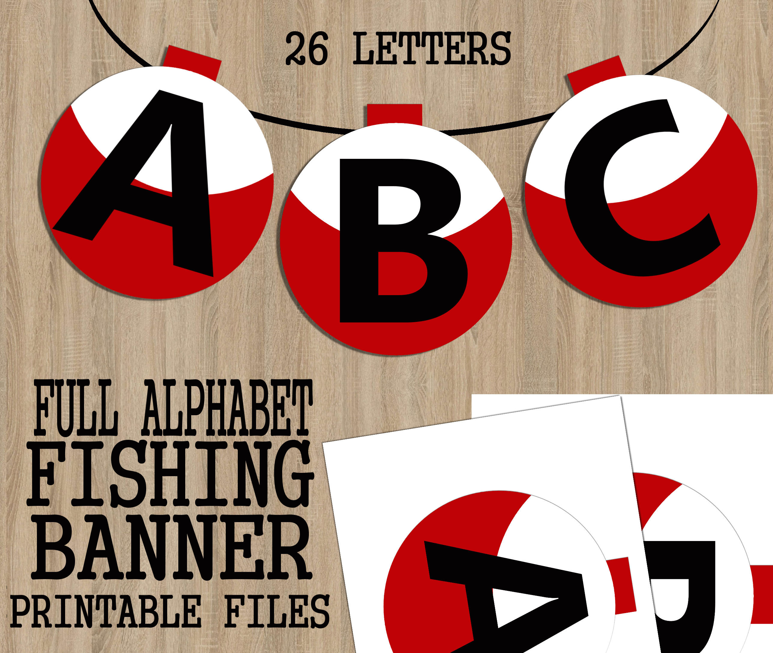 Fishing Bobber Banner, Printable Fishing Banner, Full Alphabet ...