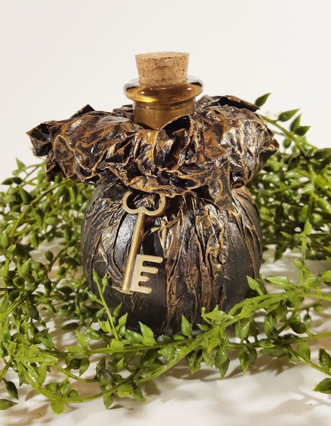 Black Potion Bottle With Key Charm - Halloween Decor - Wizard Potion ...