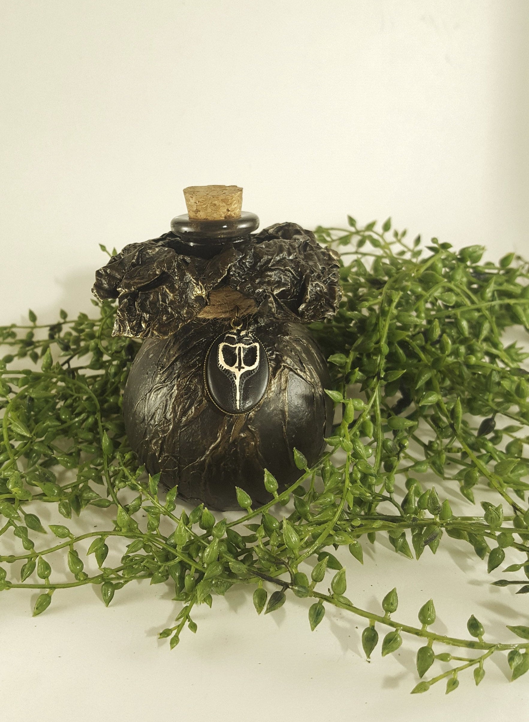 Bird Skull Potion Bottle - Halloween Decor - Black Magic Potion Bottle ...