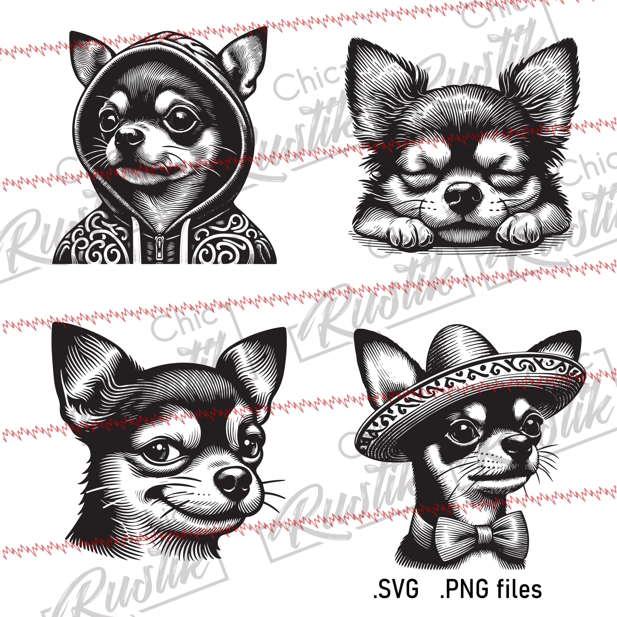 Chihuahua SVG PDF and PNG, 4 Chiwawa Vector Design for Laser Engraving ...