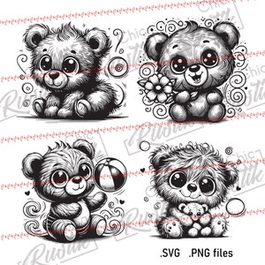 Teddy Bear SVG PDF PNG, 4 Teddy Bear Vector Design for Laser Engraving ...