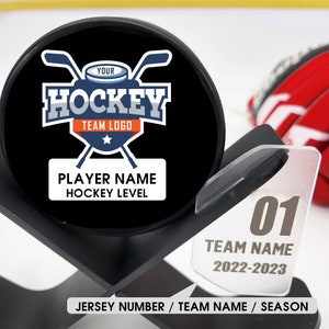 Personalized Hockey Puck With Display for Hockey Team, Printed Logo ...