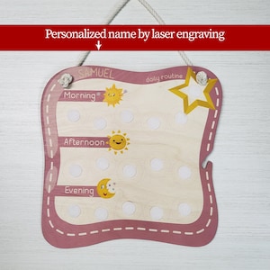 Personalized Wooden Daily Routine Chart for Toddler, Visual Schedule ...