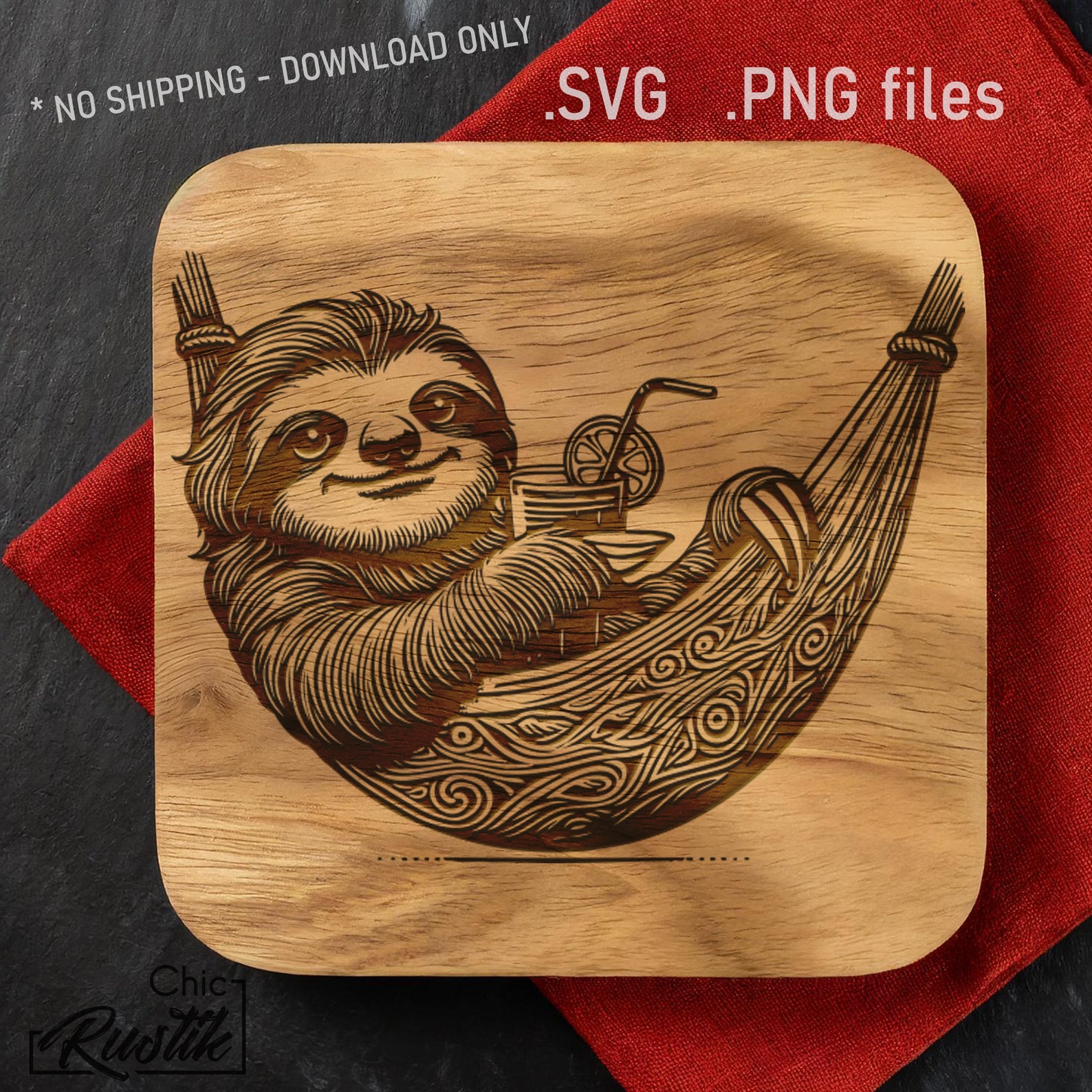 Sloth SVG PDF and PNG, 4 Sloth Vector Design for Laser Engraving ...
